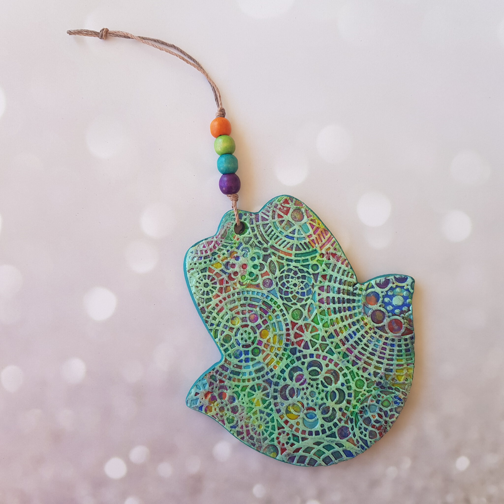 Colorful Hamsa With Mint Green Colored Geometrical Mandalas Pattern ...